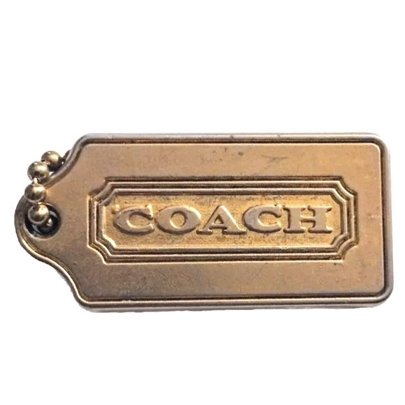 Coach | Bags | 225 Coach Antique Brass Thick Metal Hangtag Fob Charm ...